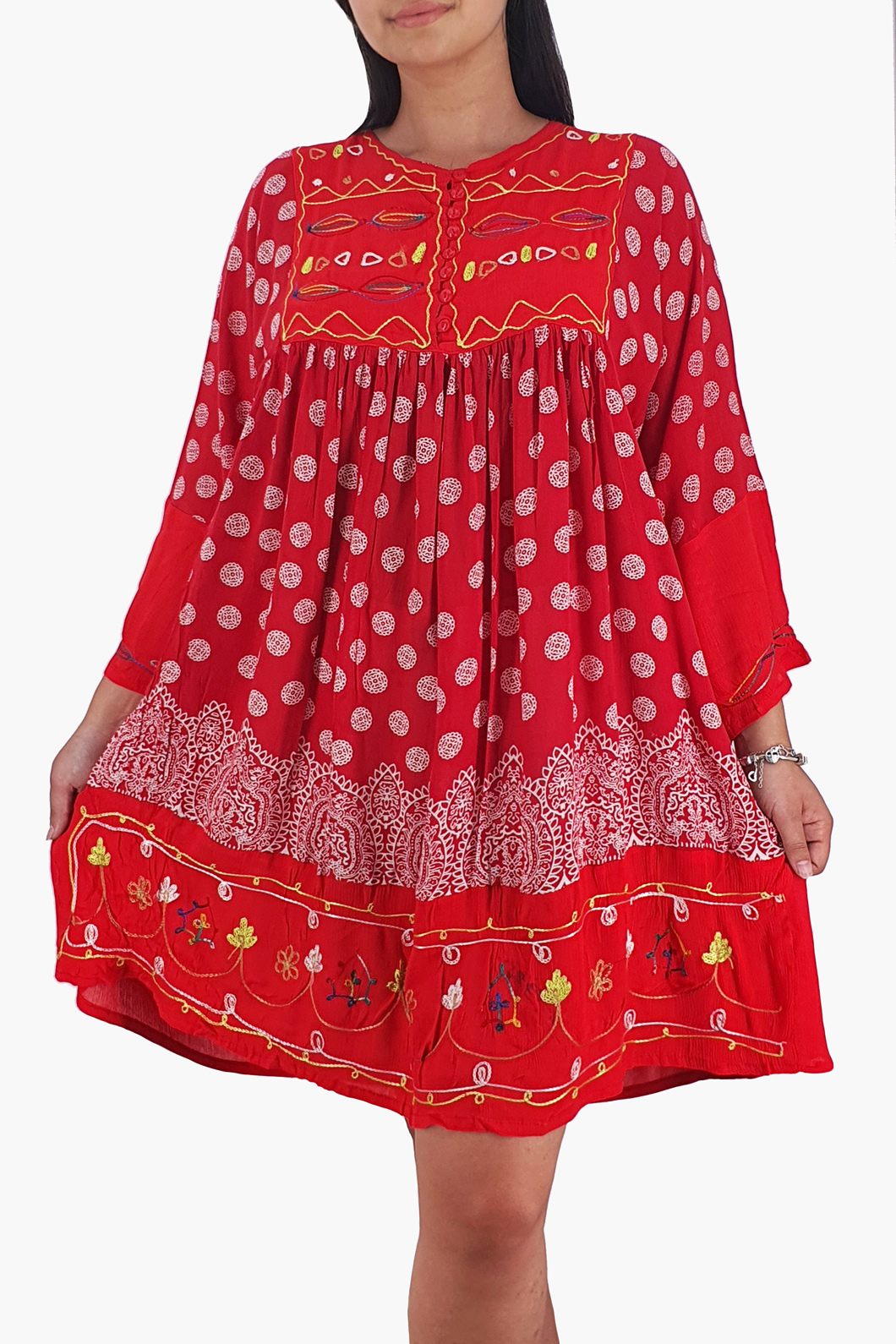 Rochie Bluza brodata cu imprimeu floral Oana 14 - Ie Traditionala