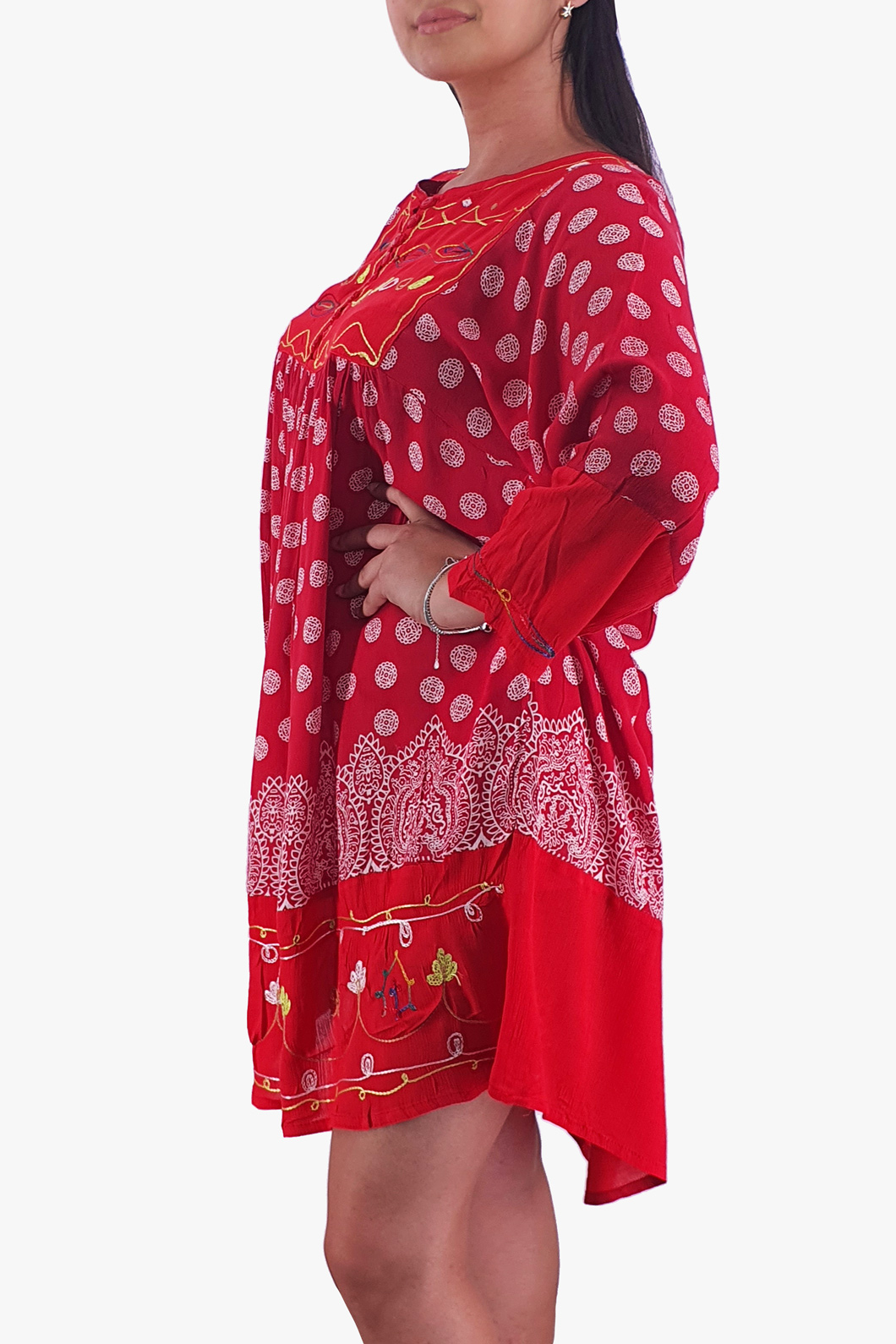 Rochie Bluza brodata cu imprimeu floral Oana 14 - Ie Traditionala
