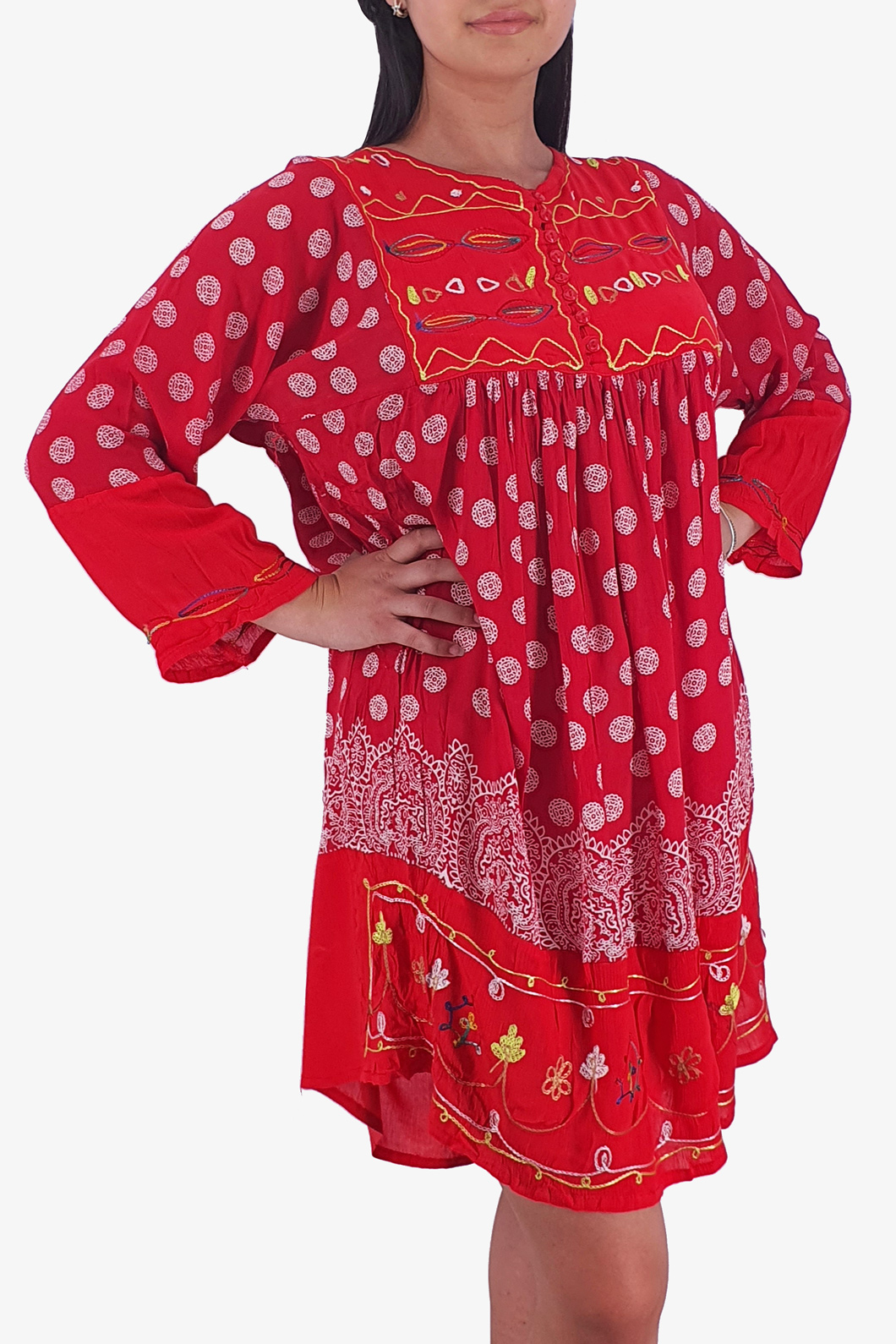Rochie Bluza brodata cu imprimeu floral Oana 14 - Ie Traditionala